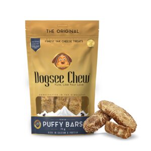 dogsee chew puffy bars | 100% natural himalayan yak chews | helps fight plaque and tartar | maintains a healthy coat and shiny fur | ideal for dogs of all ages and breed - 0.15 lb