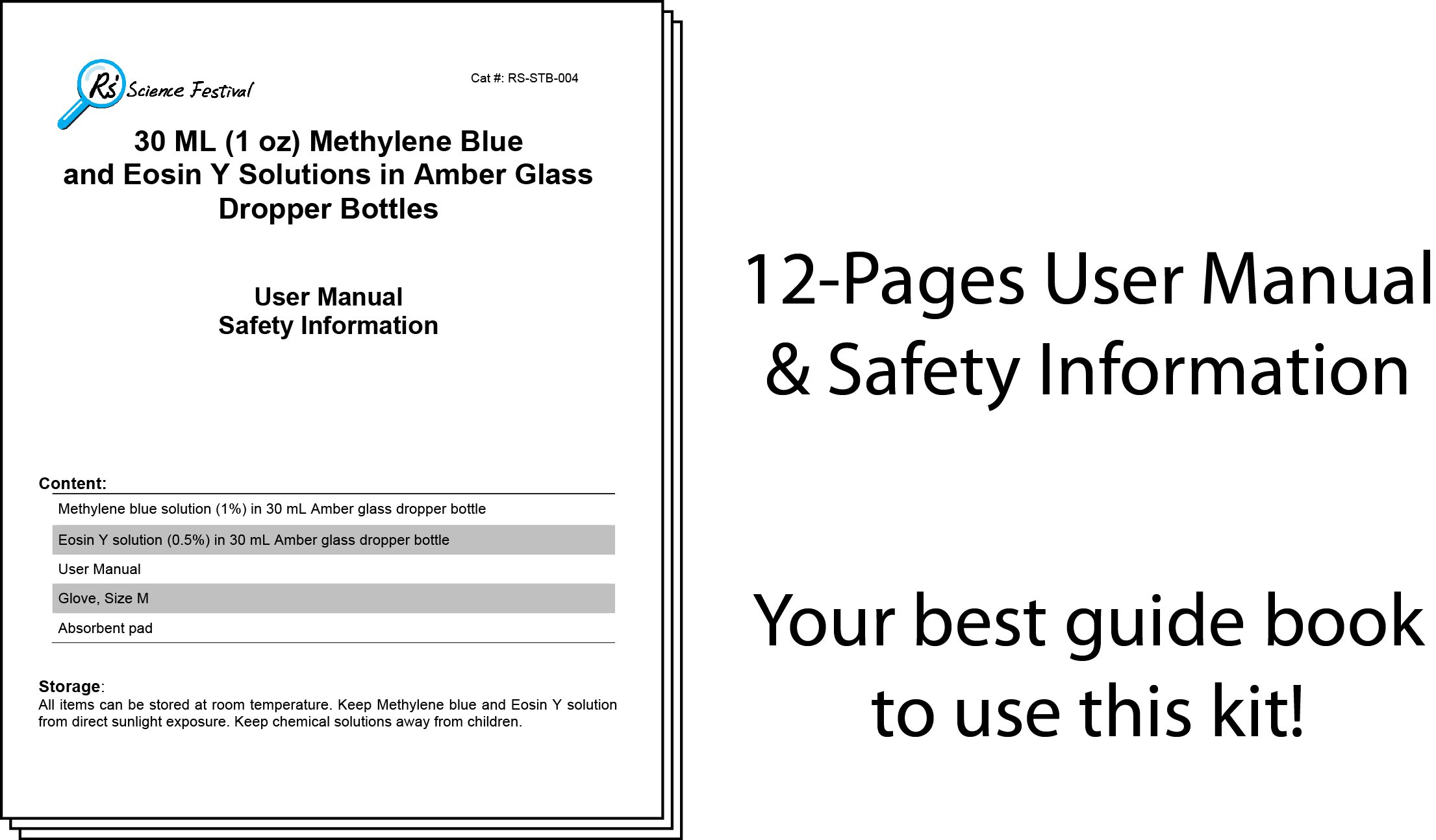 30 ML (1 oz) Methylene Blue and Eosin Y Solutions in Amber Glass Dropper Bottles (for Microscopy)