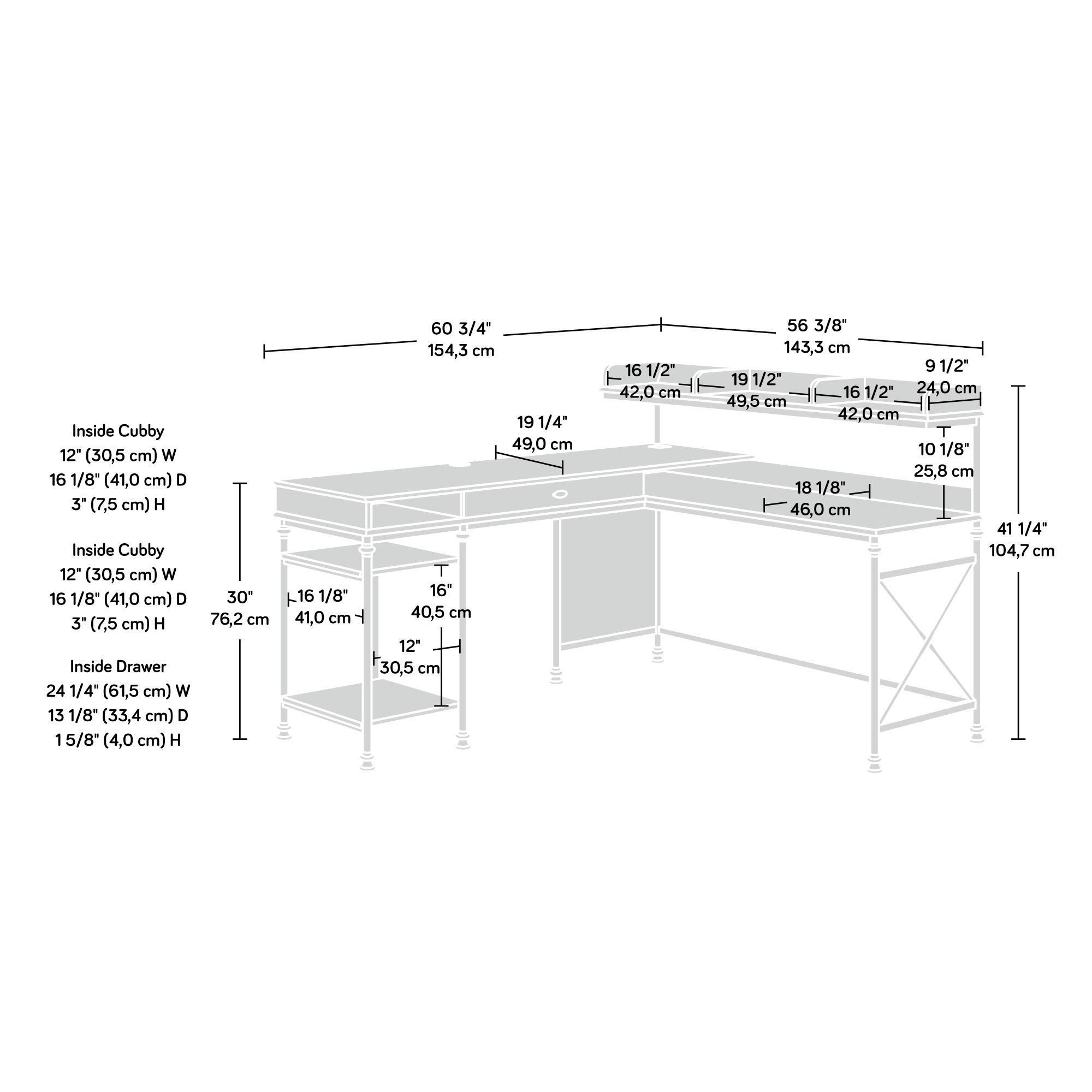 Sauder Canal Street L-Desk, in Northern Oak finish