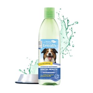 tropiclean fresh breath advanced whitening with 3d microguard | dog breath water additive | dental care | dog breath freshener | simple pet teeth cleaning | made in usa | 16 oz