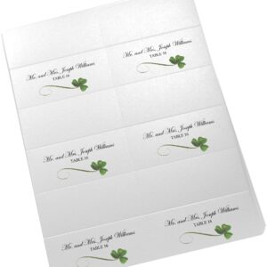 Shamrock Printable Place Cards, Set of 60 (10 Sheets), Laser & Inkjet Printers - Wedding, Party, Dinner, and Special Events - Made in the USA