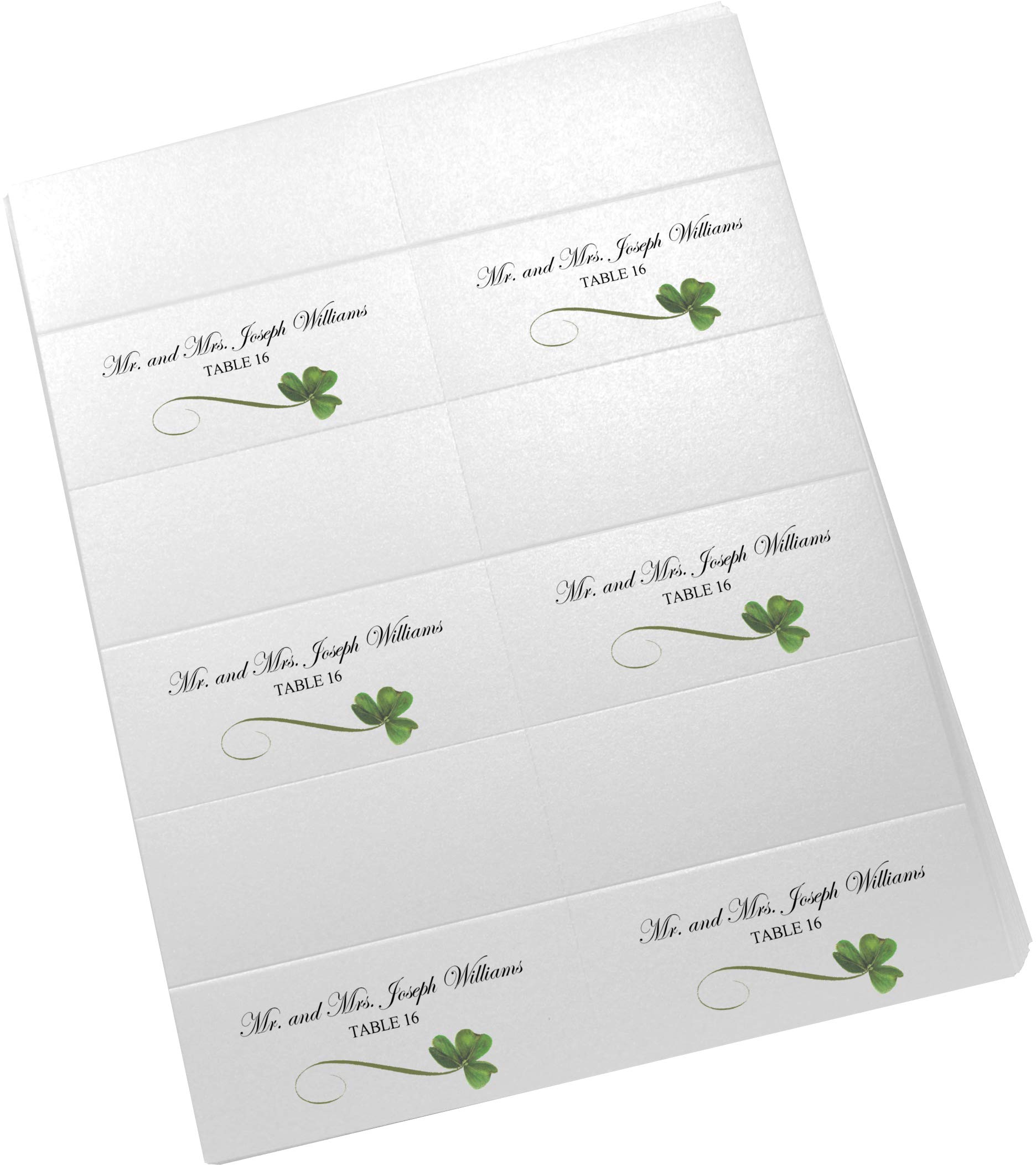 Shamrock Printable Place Cards, Set of 60 (10 Sheets), Laser & Inkjet Printers - Wedding, Party, Dinner, and Special Events - Made in the USA