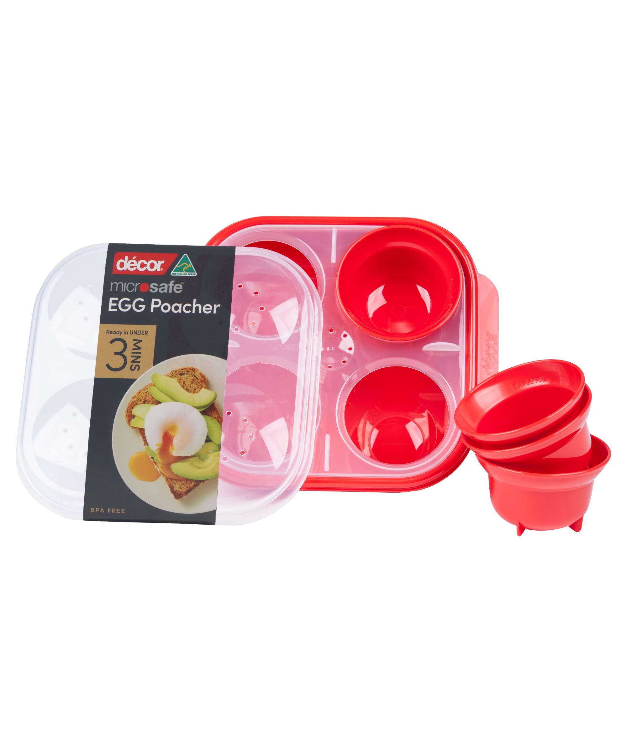 Decor Microsafe Egg Poacher One Size Red