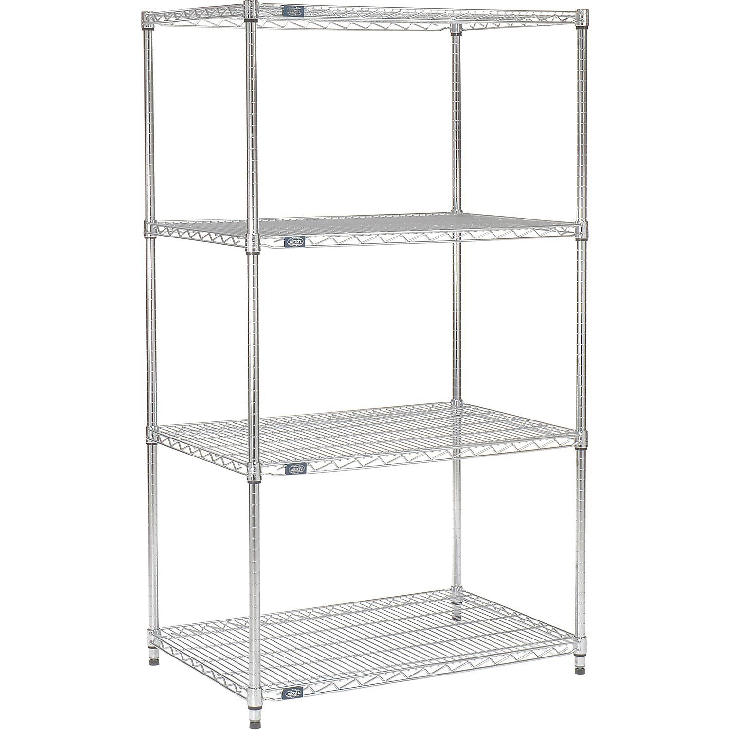 Nexel 14" x 30" x 74", 4 Tier Adjustable Wire Shelving Unit, NSF Listed Commercial Storage Rack, Chrome Finish, leveling feet