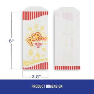 MT Products Small Popcorn Bags - 100 Pack Party Bags | Popcorn Boxes Hold 1 oz of Popcorn Each | Premium Carnival Party Supplies for To-Go Snacks and Treats | Measure 8 x 3.5 Inches