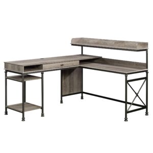 sauder canal street l-desk, in northern oak finish