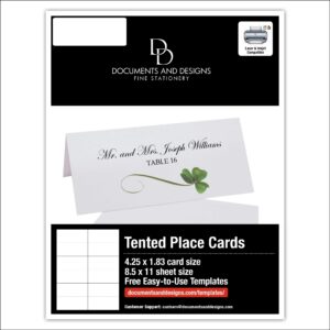 Shamrock Printable Place Cards, Set of 60 (10 Sheets), Laser & Inkjet Printers - Wedding, Party, Dinner, and Special Events - Made in the USA