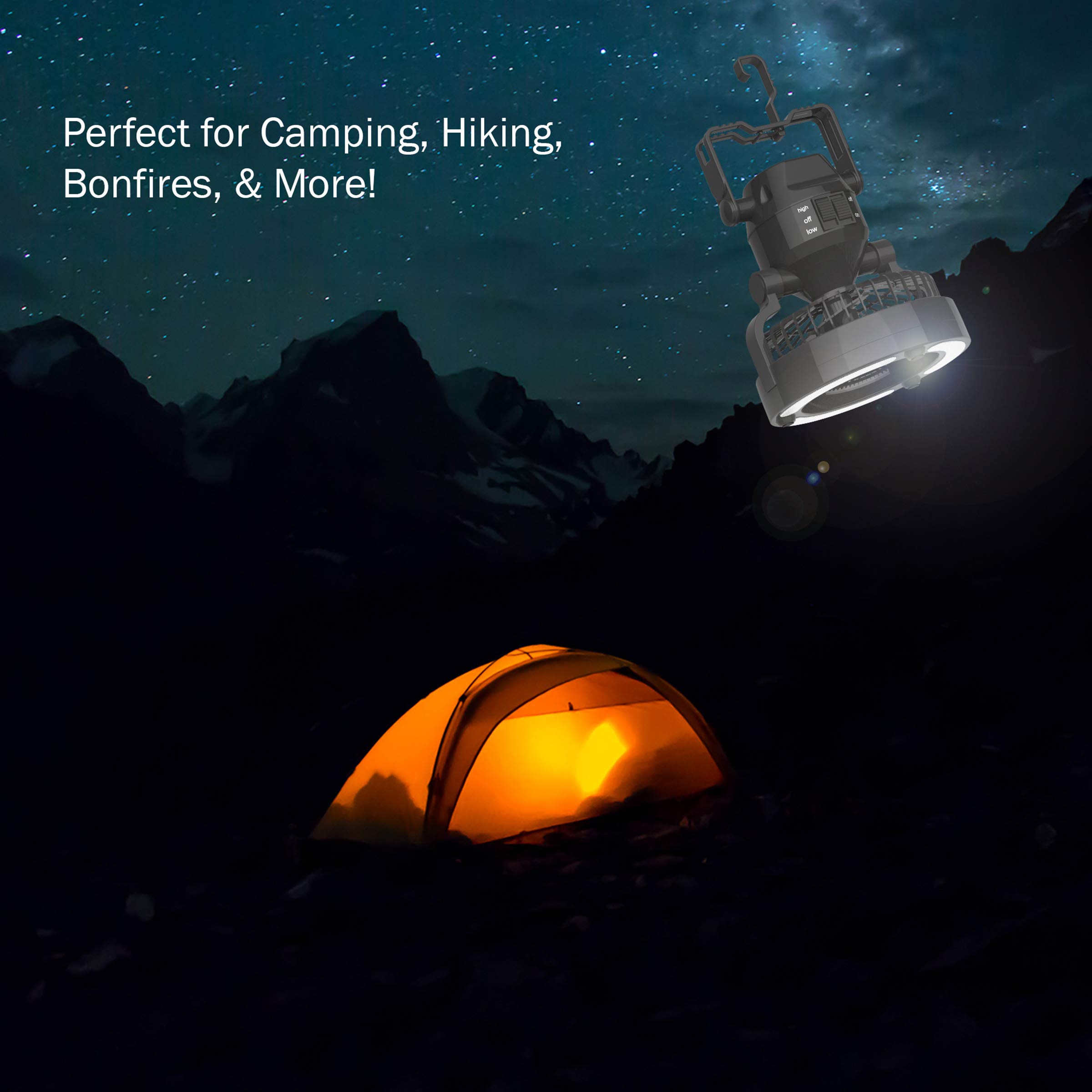 LED Lantern, 2 in 1 Battery Powered Fan and Lantern by Wakeman Outdoors (Portable Fan)