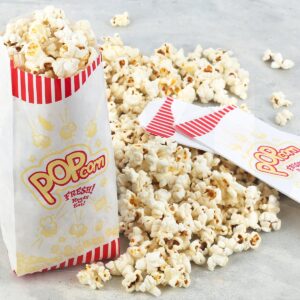 MT Products Small Popcorn Bags - 100 Pack Party Bags | Popcorn Boxes Hold 1 oz of Popcorn Each | Premium Carnival Party Supplies for To-Go Snacks and Treats | Measure 8 x 3.5 Inches