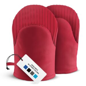 heat-resistant oven mitts - set of 2 silicone kitchen oven mitt gloves, red