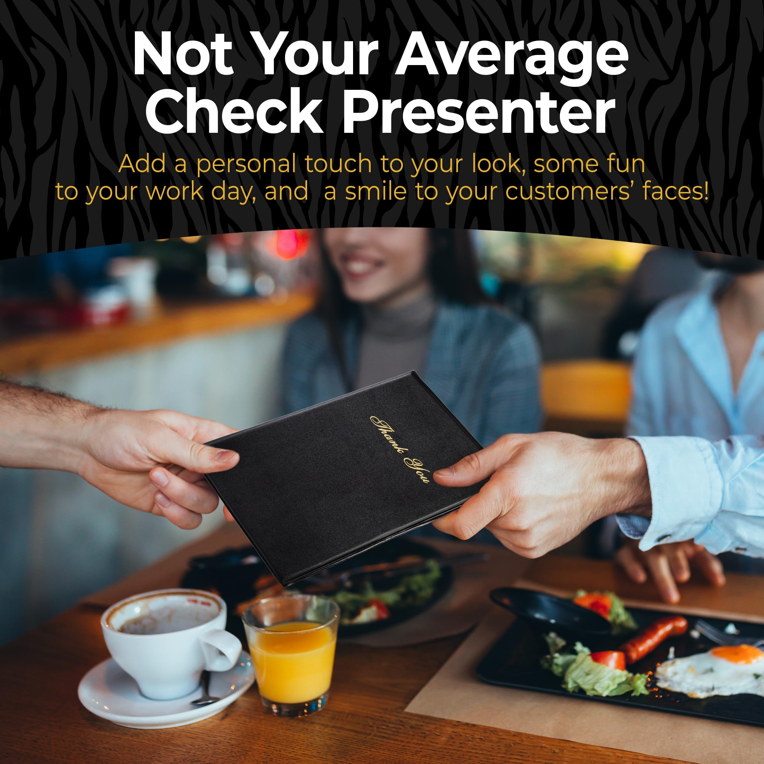 Gold Lion Gear Restaurant Check Presenters - Guest Check Card Holder with Gold Thank You Imprint - 5.5" x 10" Black 20 Pack, Standard Check Book