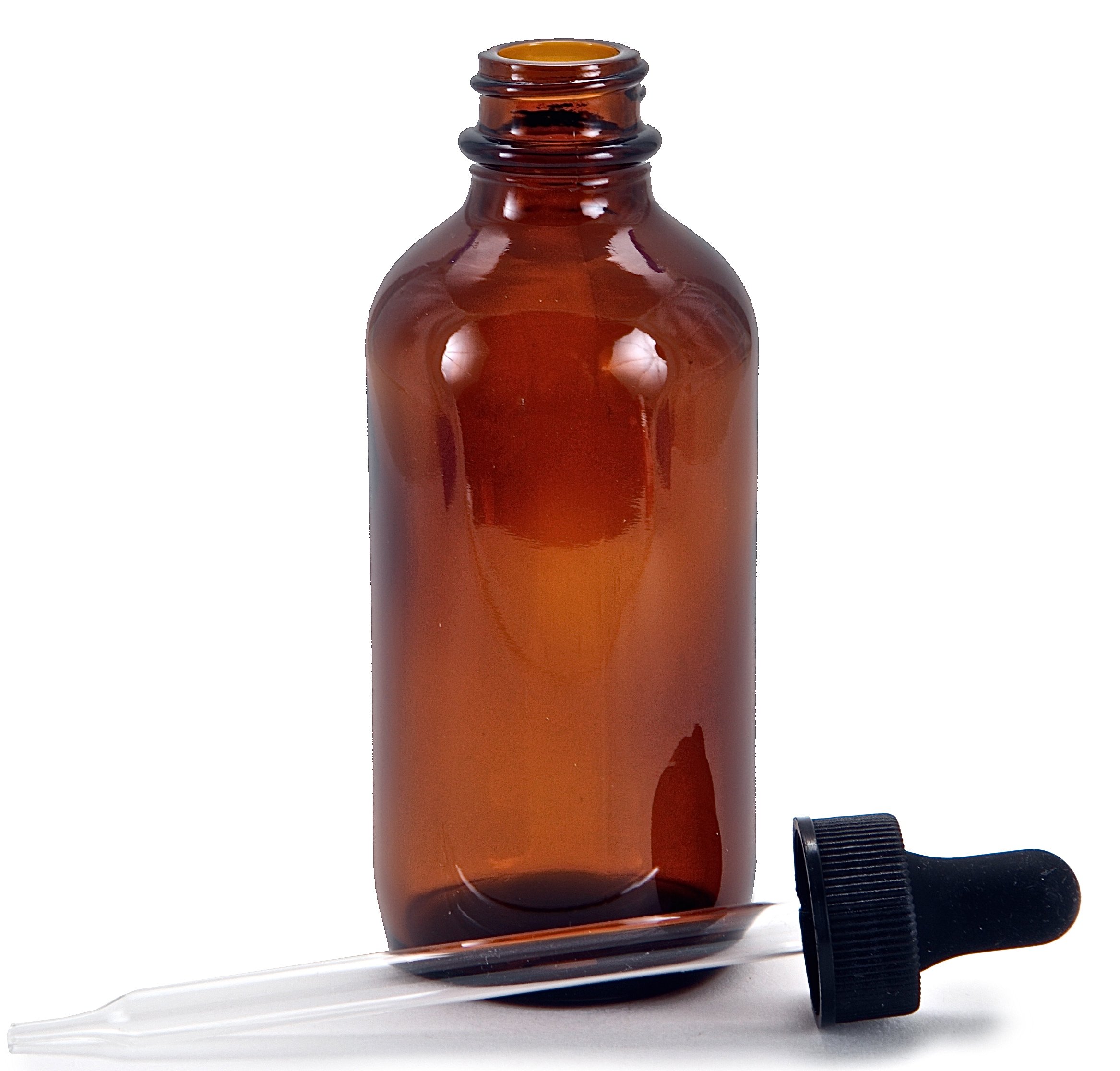 Vivaplex, 6, Amber, 4 oz Glass Bottles, with Glass Eye Droppers