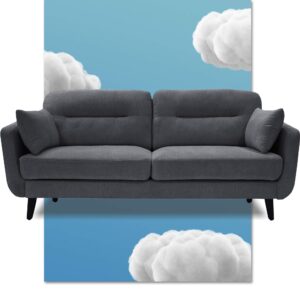 serta sierra living room modern design microfiber upholstered couch ideal for smaller spaces, 73" sofa, slate gray