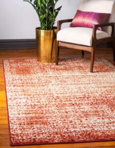 unique loom autumn collection modern contemporary casual abstract area rug (terracotta/ beige rustic, 9 x 12 ft rectangular)