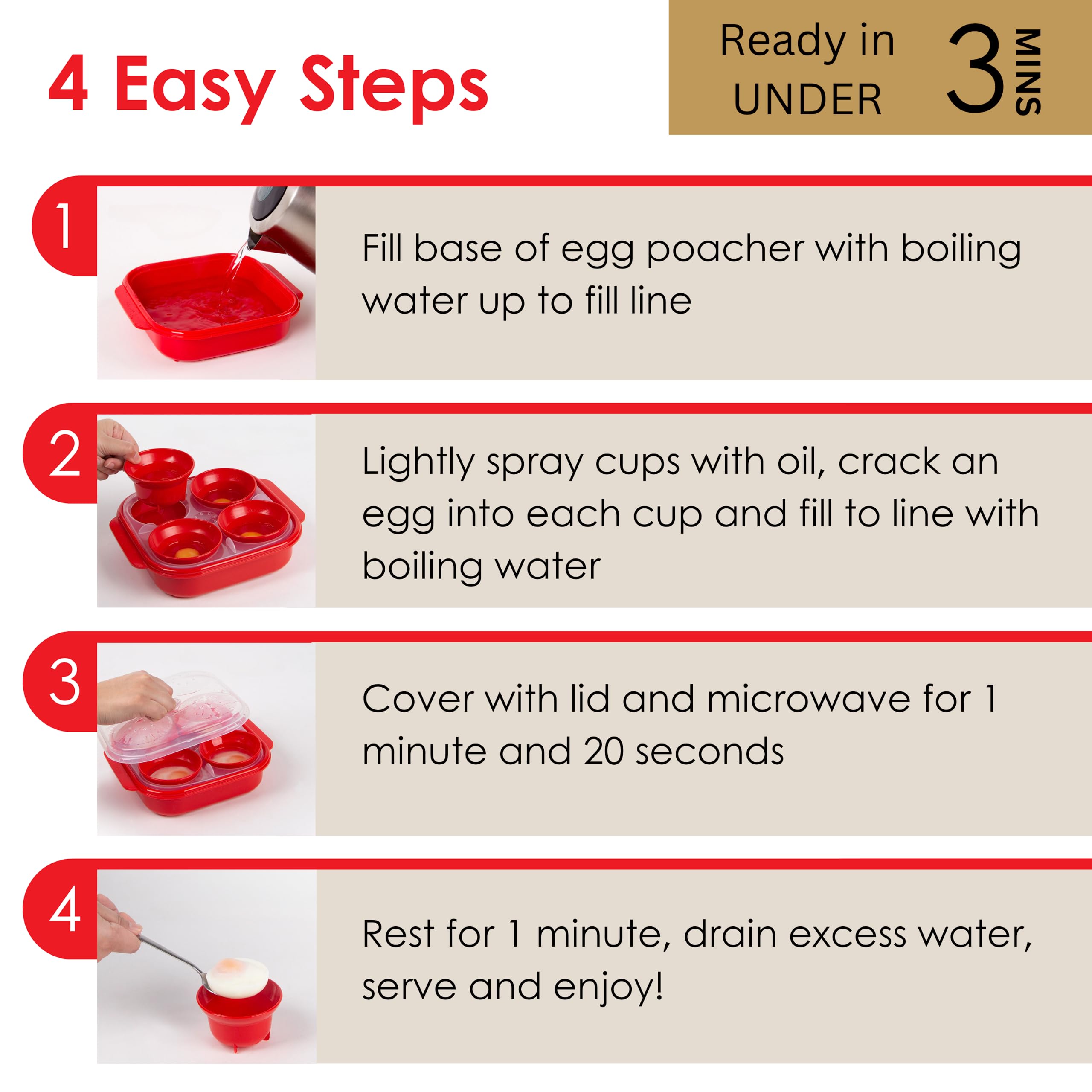 Decor Microsafe Egg Poacher One Size Red