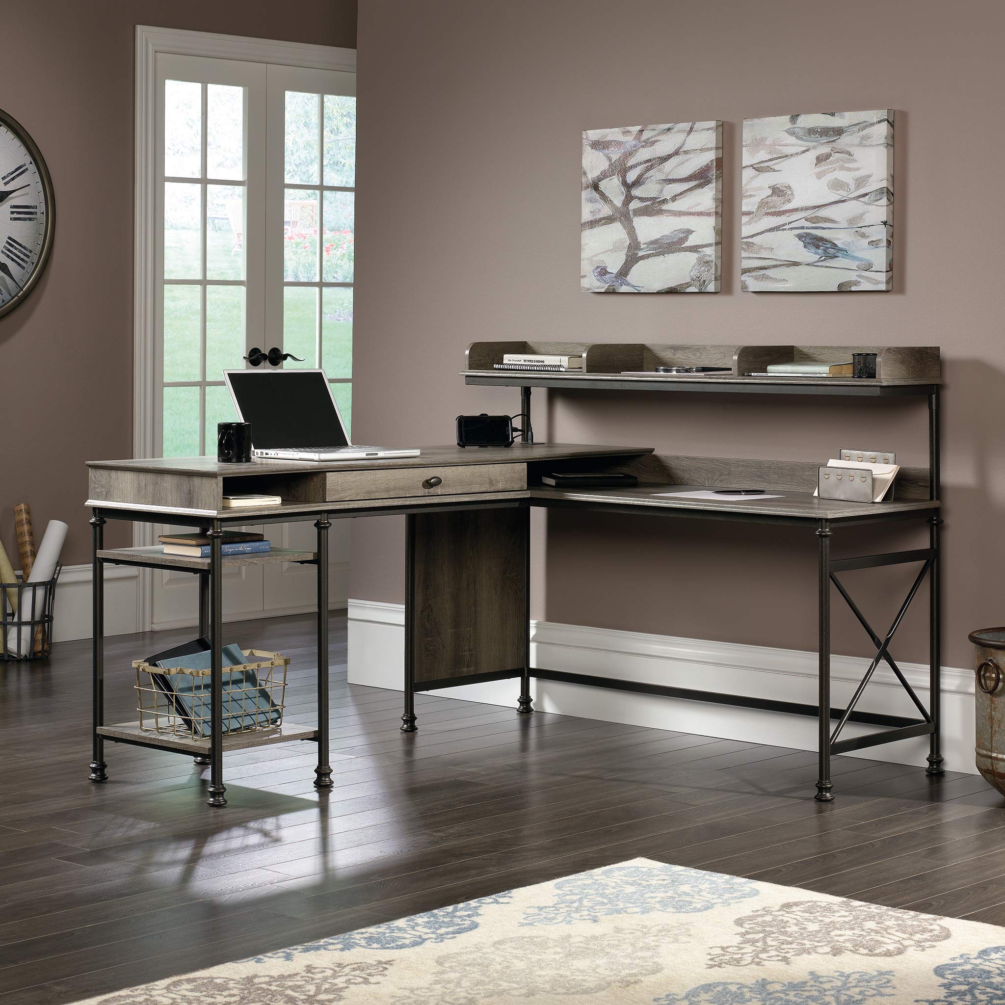 Sauder Canal Street L-Desk, in Northern Oak finish