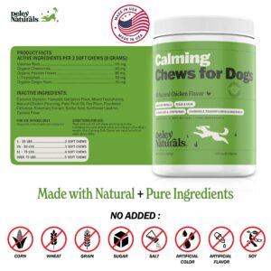 Deley Naturals Dog Calming Chews - Calming Chews for Dogs to Help Stress & Travel Sickness - Dog Calming Treats with Chamomile, Valerian Root and L-Tryptophan - 120 Calming Dog Treats Made in The USA