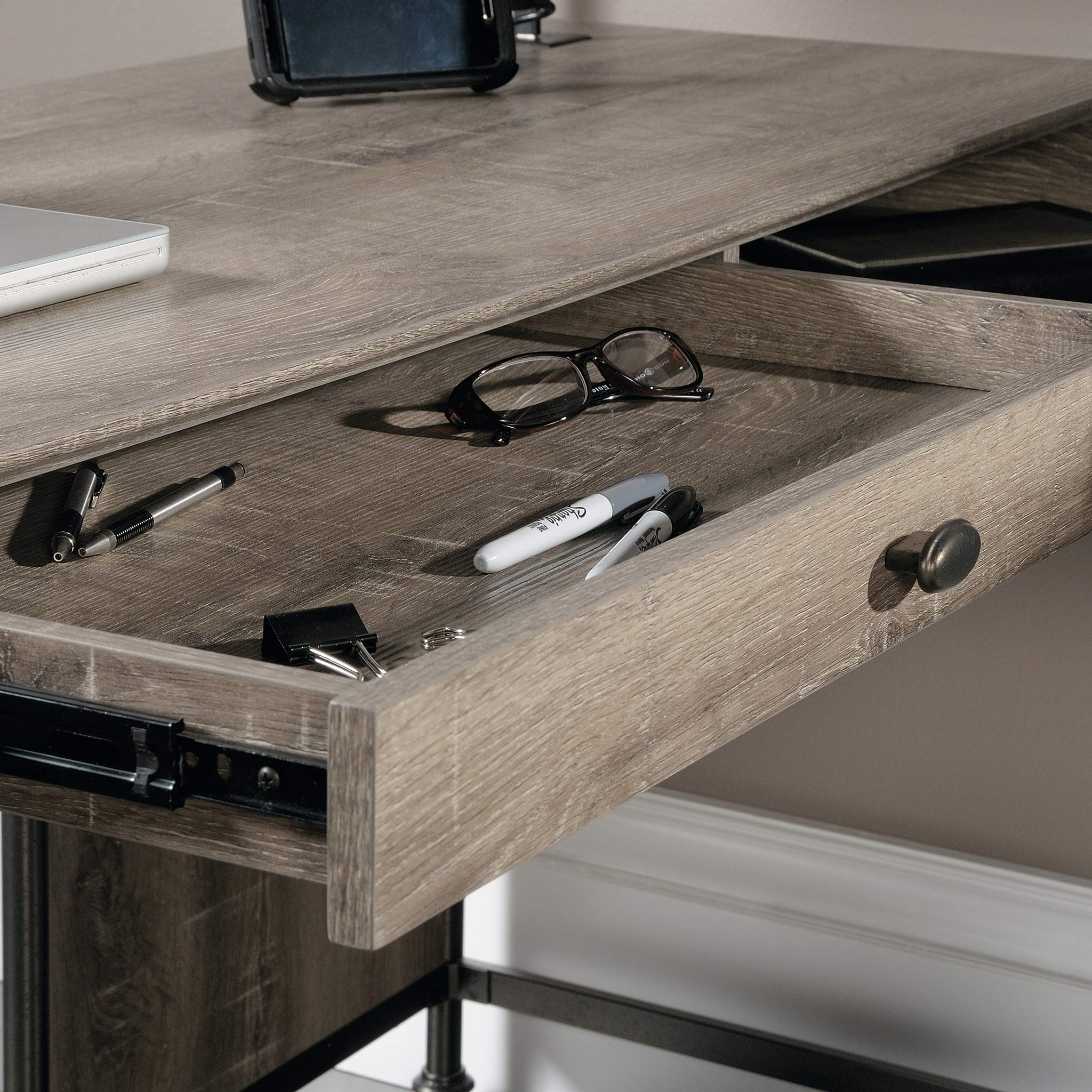 Sauder Canal Street L-Desk, in Northern Oak finish