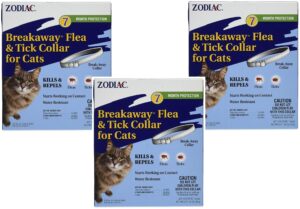 (3 pack) zodiac breakaway flea and tick collar for cats, 13"