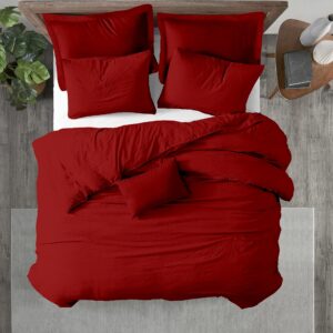 kotton culture twin duvet cover 3 piece 100% egyptian cotton with zipper & corner ties breathable all season 600 thread count soft sateen weave (twin/twin xl, blood red)