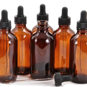 Vivaplex, 6, Amber, 4 oz Glass Bottles, with Glass Eye Droppers