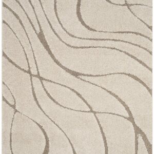 SAFAVIEH Florida Shag Collection Area Rug - 6' x 9', Cream & Beige, Non-Shedding & Easy Care, 1.2-inch Thick Ideal for High Traffic Areas in Living Room, Bedroom (SG471-1113)