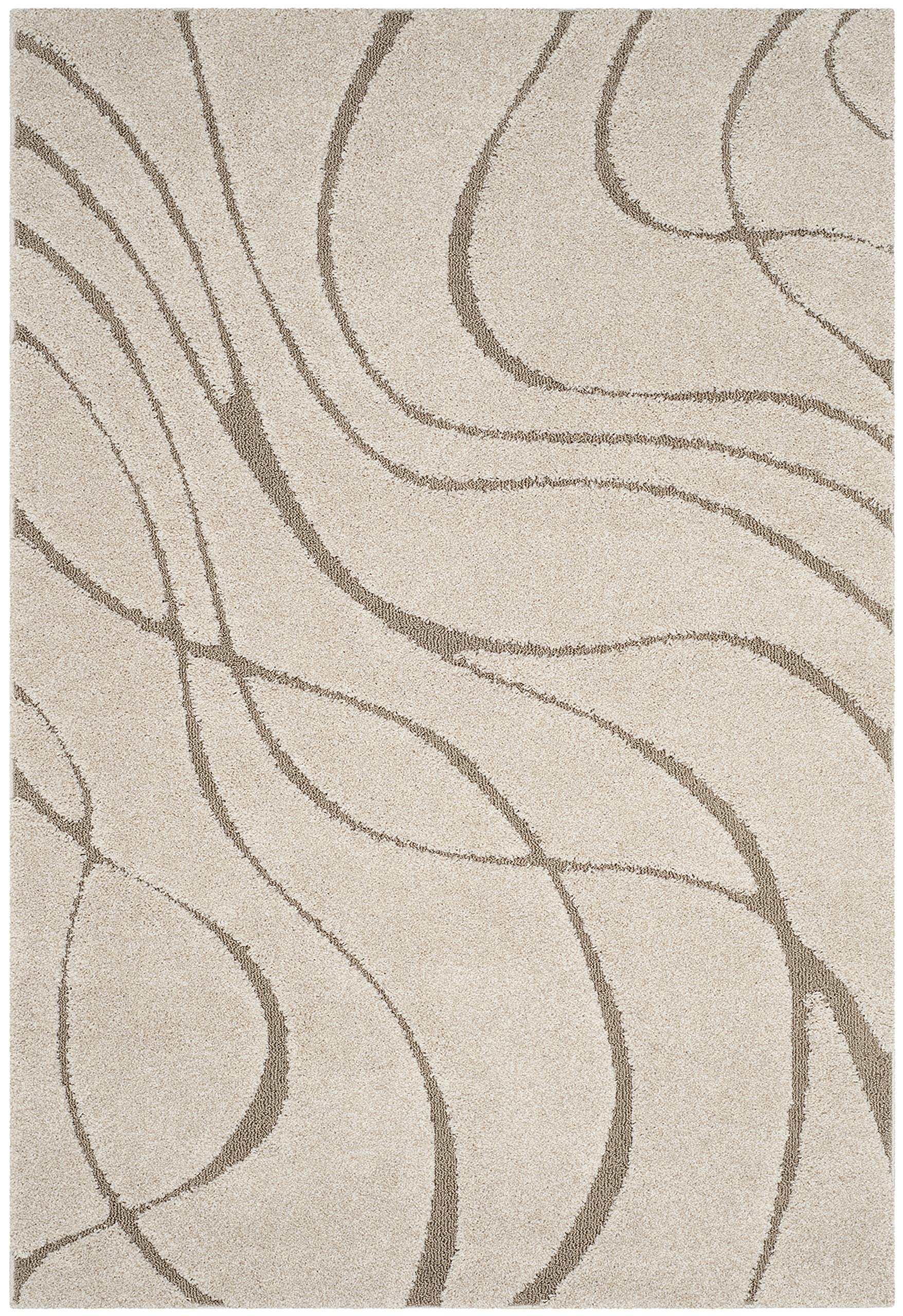 SAFAVIEH Florida Shag Collection Area Rug - 6' x 9', Cream & Beige, Non-Shedding & Easy Care, 1.2-inch Thick Ideal for High Traffic Areas in Living Room, Bedroom (SG471-1113)