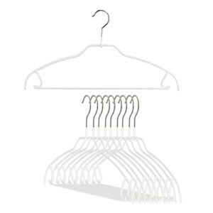 mawa by reston lloyd silhouette ultra-thin series, non-slip space saving shirt hanger with pant bar & skirt hooks, style 42/ftu, white