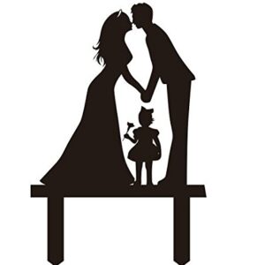 Wedding Anniverary Family Cake Topper Cake Decoration Couple Bride Groom with a Girl (One Girl (Black))