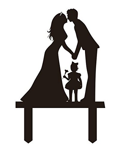 Wedding Anniverary Family Cake Topper Cake Decoration Couple Bride Groom with a Girl (One Girl (Black))