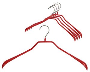 mawa by reston lloyd bodyform series non-slip space-saving clothes hanger for jackets, suits & coats, 16-1/2", style 42/l, set of 5, red