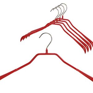 Mawa by Reston Lloyd BodyForm Series Non-Slip Space-Saving Clothes Hanger for Jackets, Suits & Coats, 16-1/2", Style 42/L, Set of 5, Red