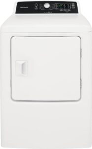 frigidaire ffre4120sw 6.7 cu. ft. large capacity free standing electric dryer, 10 dry cycles, quick dry, active wear, sanitize, eco dry, anti-wrinkle, reversible door option, in white