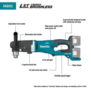 Makita XAD03Z 18V X2 LXT® Lithium-Ion (36V) Brushless Cordless 1/2" Right Angle Drill, Tool Only