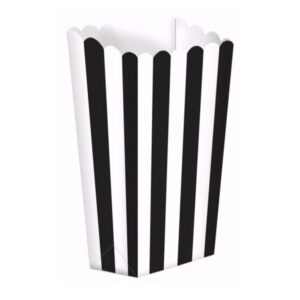 Crystallove 24pcs Striped Paper Popcorn Boxes for Party Favor Supplies (Black)