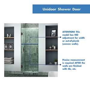 DreamLine Unidoor 23 in. W x 72 in. H Frameless Hinged Shower Door in Satin Black, SHDR-20237210F-09