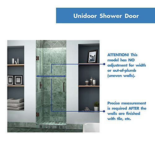 DreamLine Unidoor 23 in. W x 72 in. H Frameless Hinged Shower Door in Satin Black, SHDR-20237210F-09