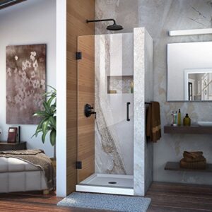 dreamline unidoor 23 in. w x 72 in. h frameless hinged shower door in satin black, shdr-20237210f-09