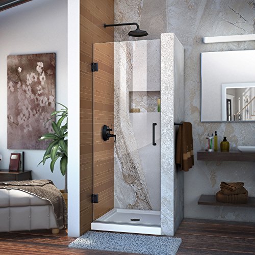 DreamLine Unidoor 23 in. W x 72 in. H Frameless Hinged Shower Door in Satin Black, SHDR-20237210F-09