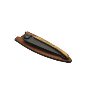 Deejo - Deejo Leather Sheath, 0.9 oz, Natural - Genuine Calf Leather - Light Brown Tanned Color with Orange Stitching - Protecting and Safely Carrying your Pocket Knife