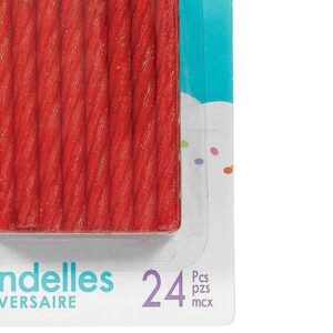 Large Red Glitter Spiral Candles - 3.25", 24 Pieces - Elegant Party Candles for Cake Decoration & Celebrations