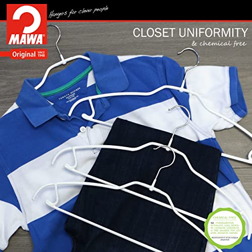 Mawa by Reston Lloyd Silhouette Ultra-Thin Series, Non-Slip Space Saving Shirt Hanger with Pant Bar & Skirt Hooks, Style 42/FTU, White