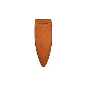 Deejo - Deejo Leather Sheath, 0.9 oz, Natural - Genuine Calf Leather - Light Brown Tanned Color with Orange Stitching - Protecting and Safely Carrying your Pocket Knife