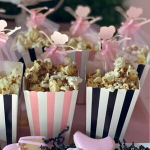 Crystallove 24pcs Striped Paper Popcorn Boxes for Party Favor Supplies (Black)