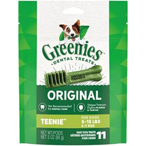 greenies original teenie natural dental care dog treats, 3 oz. pack (11 treats)