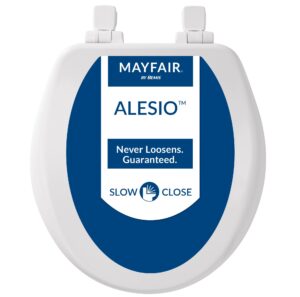 mayfair 864slowb 000 alesio ii toilet seat will slow close, never loosen and provide the perfect fit, round, highly stylized durable enameled wood, white