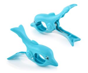 o2cool dolphin bocaclips, beach towel holders, clips, set of two, beach, patio or pool accessories, portable towel clips, chip clips, secure clips, assorted styles (bcp080e006000)