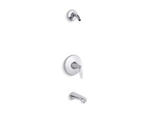 kohler tls5318-4-cp refinia rite-temp bath and shower valve trim with lever handle and spout