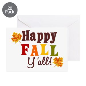 CafePress Happy Fall Yall! Greeting Cards Greeting Card (20-pack), Note Card with Blank Inside, Birthday Card Glossy