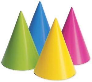 creative converting 20ph-0010 party hats, assorted neon, 16-pack